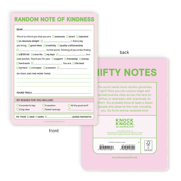 Random Note of Kindness Nifty Note Pad (Pastel Version) – Jones & Daughters