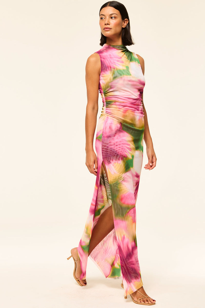 MISA Los Angeles - Athena Dress - Blurred Hibiscus Mesh – Jones & Daughters