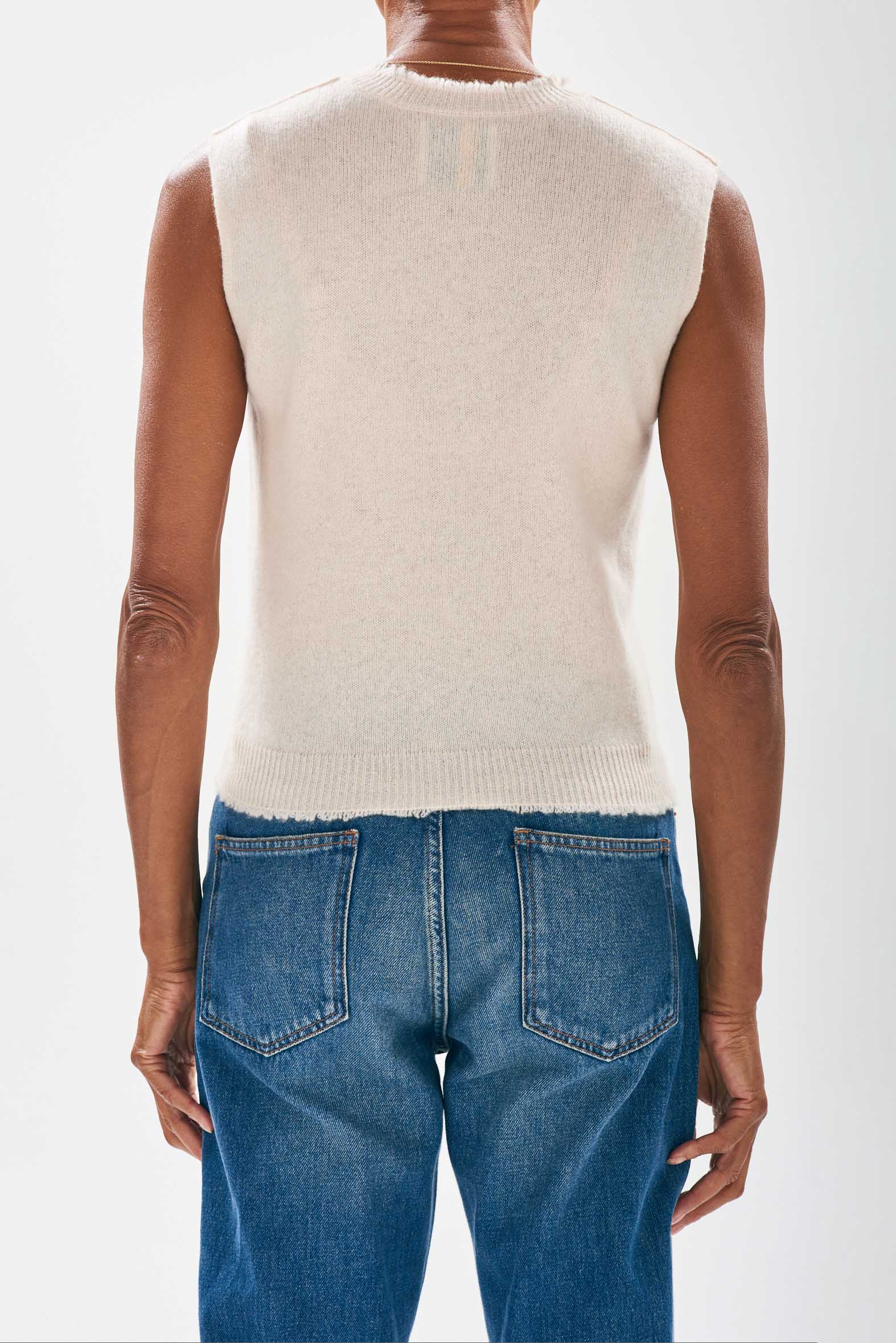 Jumper1234 - Cashmere Distressed Tank - Cream – Jones & Daughters