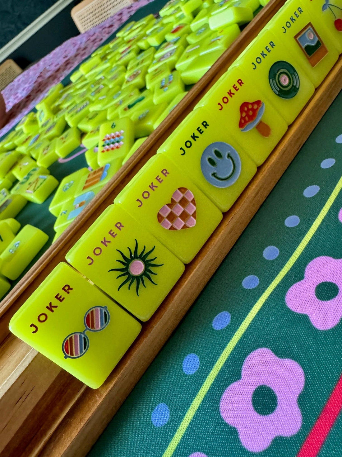 Peace Love Mahjong - Mod Tiles - Chartreuse – Jones & Daughters